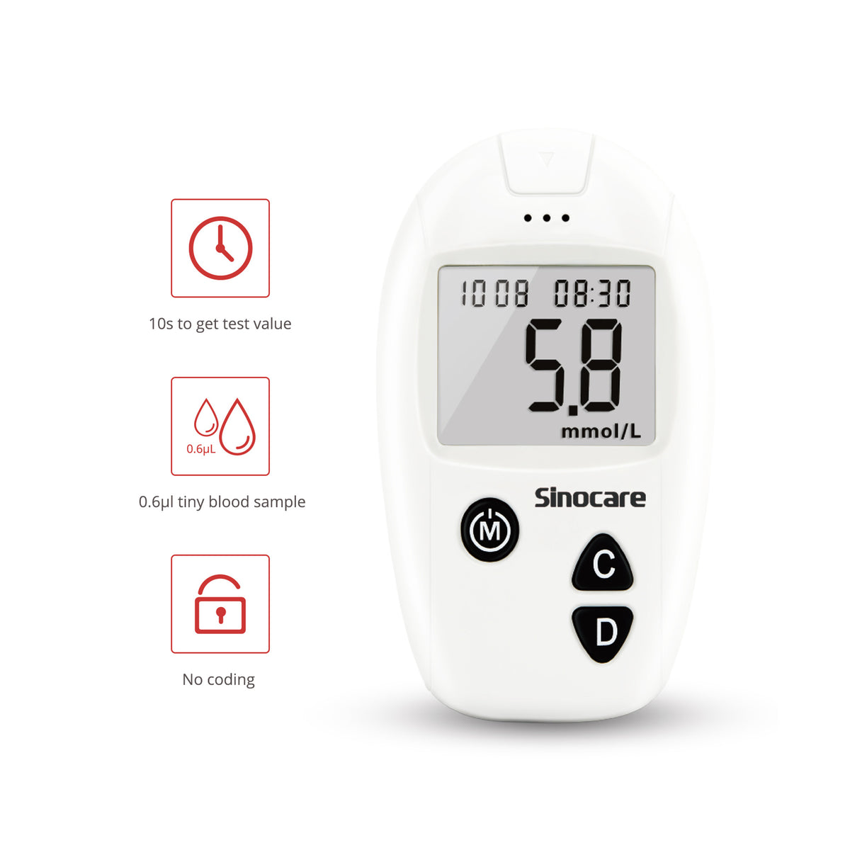 Sinocare Glucometer Blood Glucose Meter Kit | Safe Accu