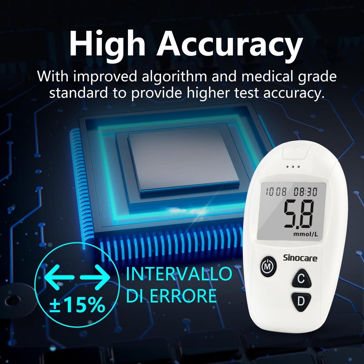 Sinocare Glucometer Blood Glucose Meter Kit | Safe Accu
