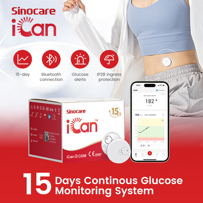 Sinocare iCan i3 CGM 15 Days Continuous Blood Glucose Monitor Automati