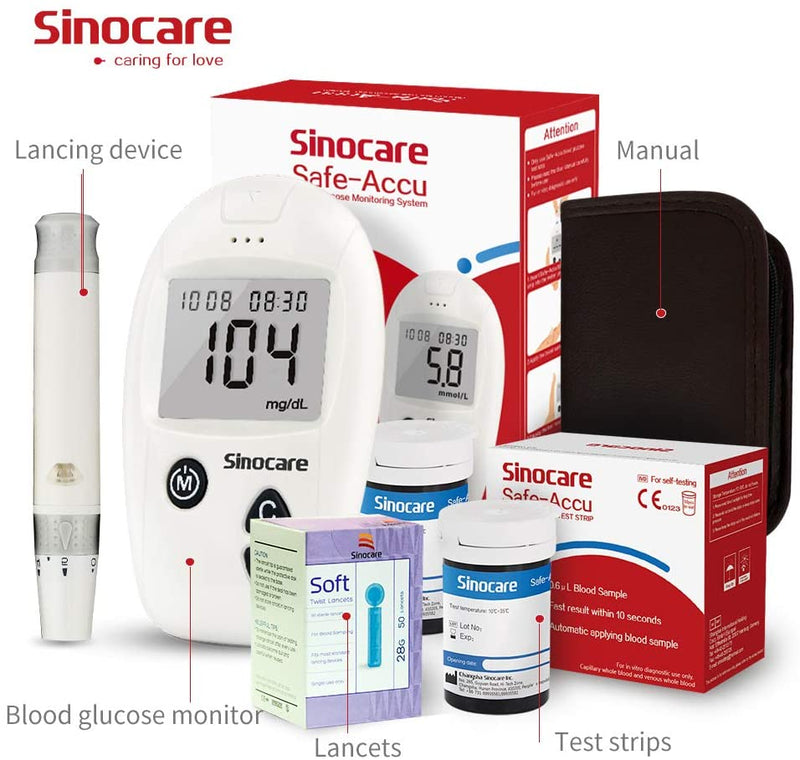 Sinocare Glucometer Blood Glucose Meter Kit | Safe Accu